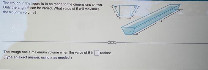 Solved The trough in the figure is to be made to the | Chegg.com