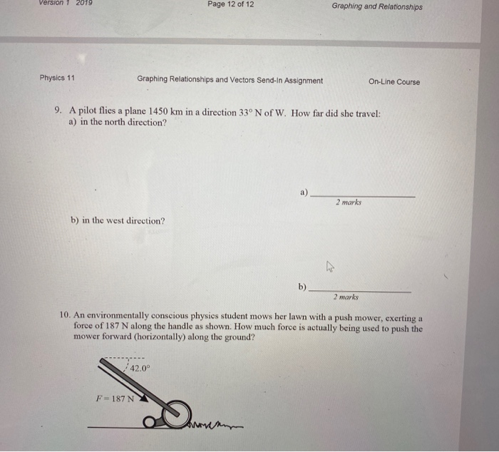 Solved Physics 11 Graphing Relationships and Vectors Send-In | Chegg.com