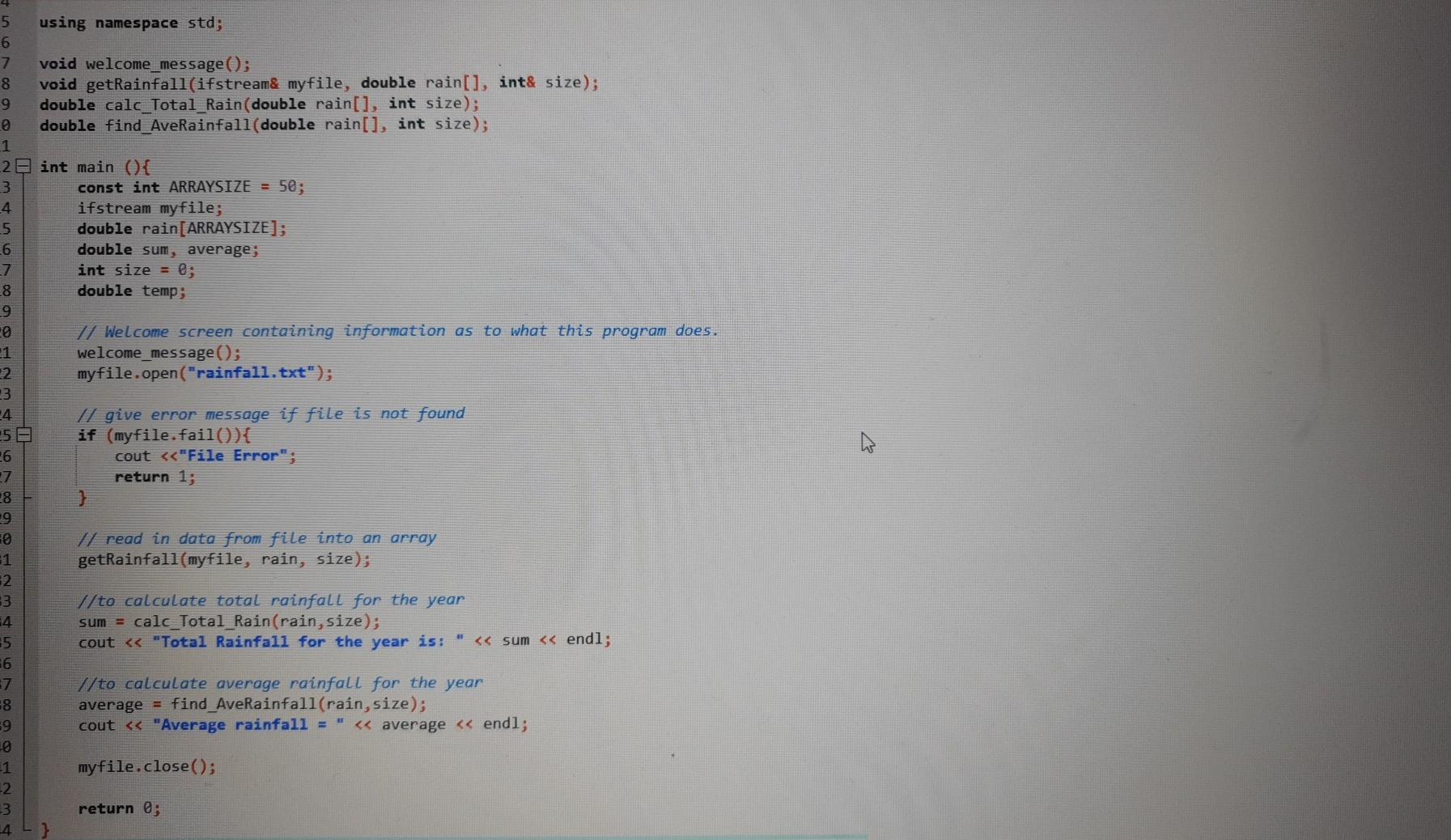 Solved You are given an incomplete program that will read in | Chegg.com