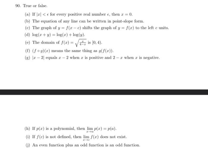 Solved 0. True or false. (a) If ∣x∣