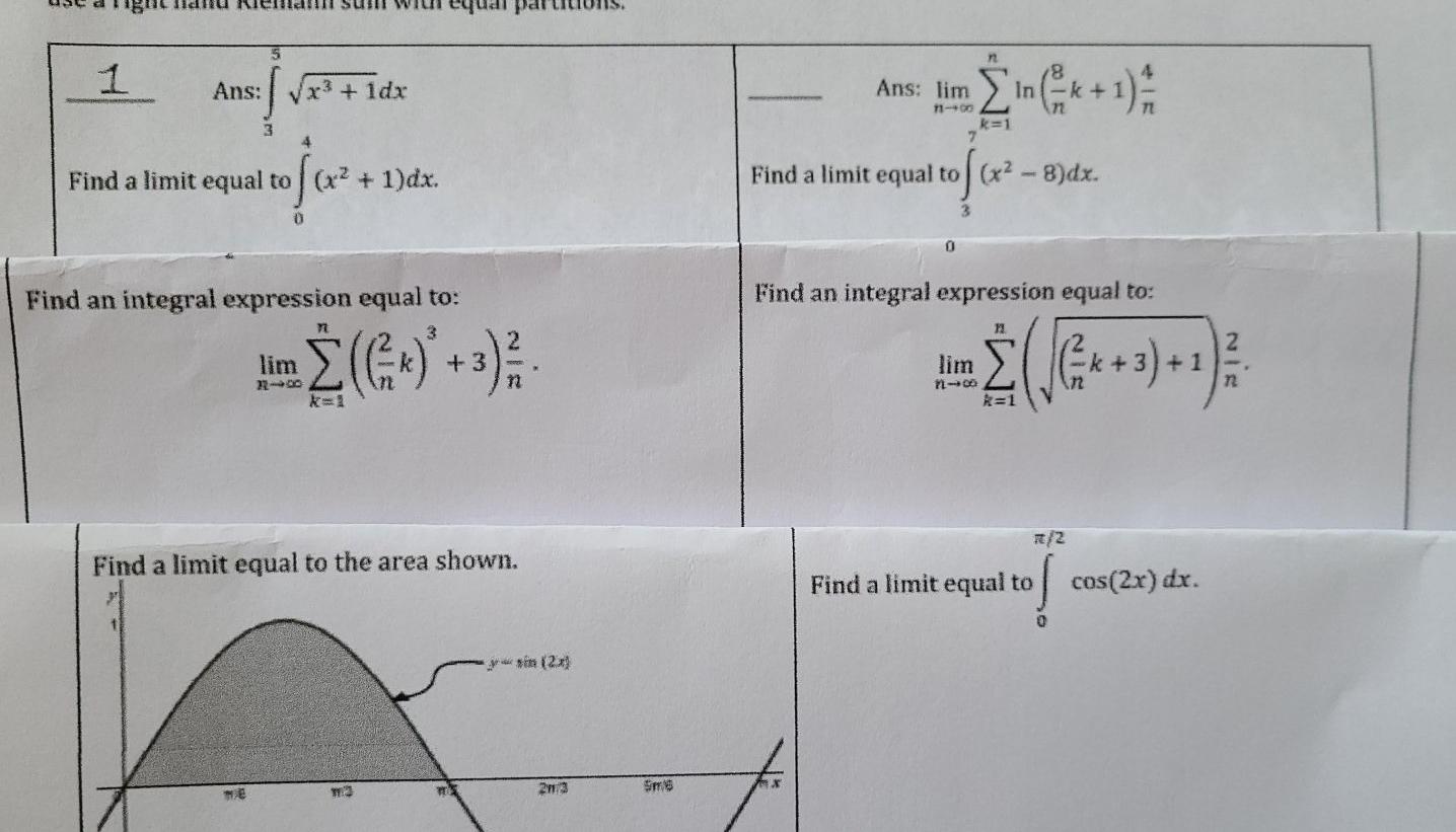 Solved Find an integral expression equal to: Find an | Chegg.com