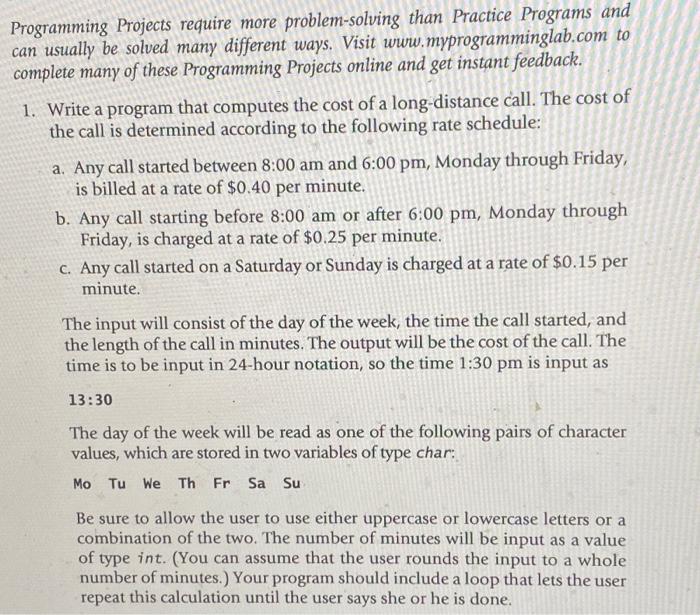 Solved ogramming Projects require more problem-solving than | Chegg.com