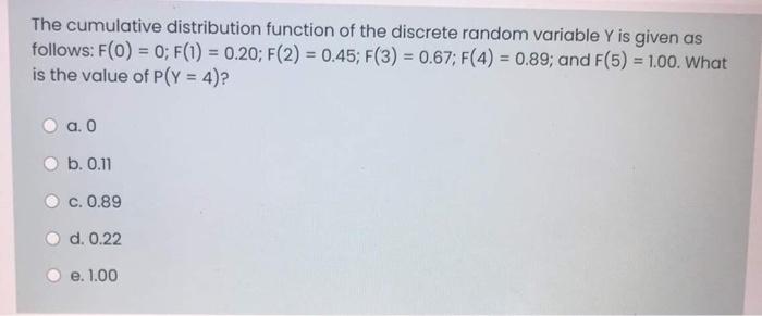 Solved The cumulative distribution function of the discrete | Chegg.com