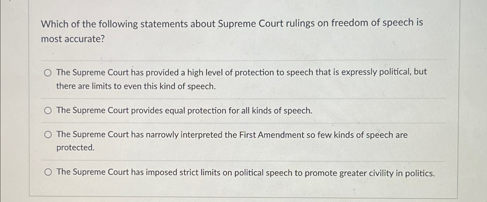 Solved Which of the following statements about Supreme Court | Chegg.com