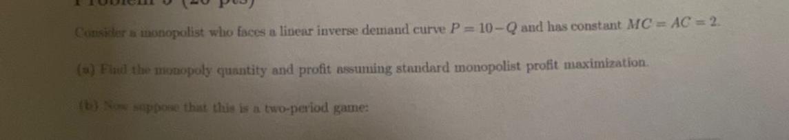 Solved Consilier a monopolist who faces a linear inverse | Chegg.com