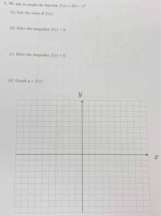 Solved 3. We aim to graph the function f(x) = 25x - x³ (a) | Chegg.com