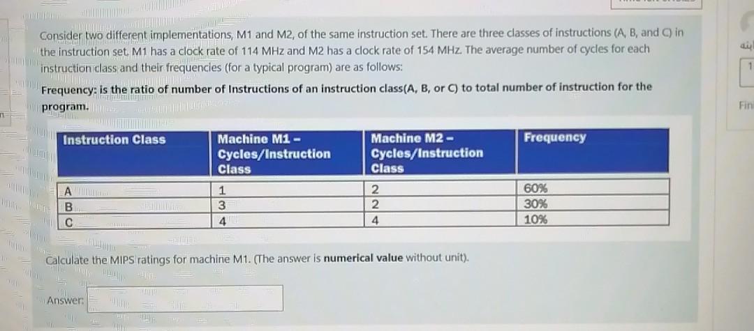 Solved مه Consider two different implementations, M1 and M2, | Chegg.com