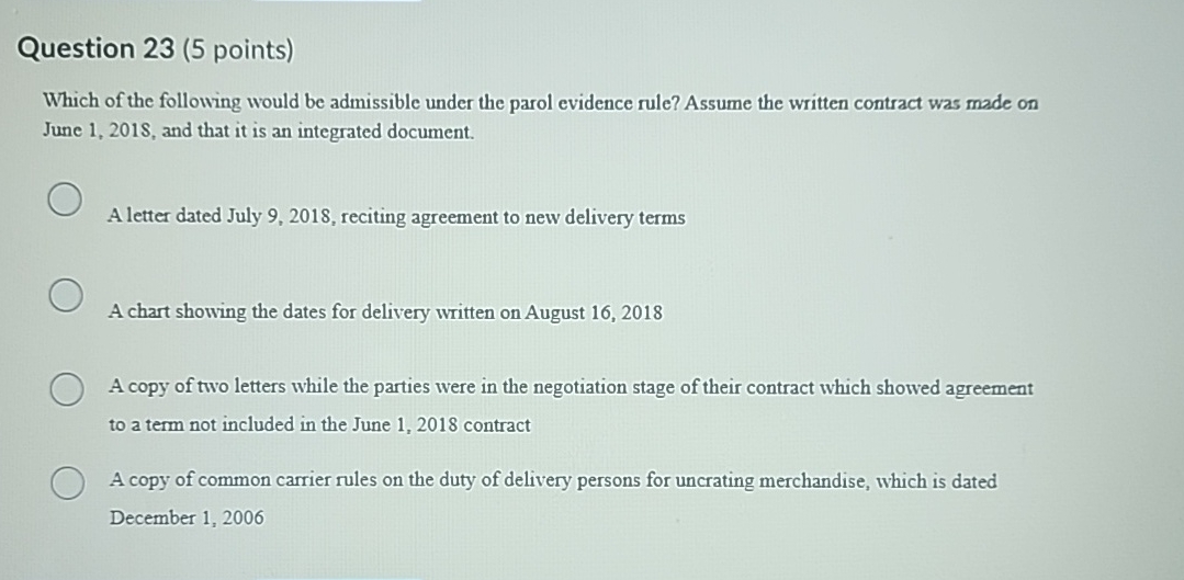Solved Question 23 (5 ﻿points)Which of the following would | Chegg.com