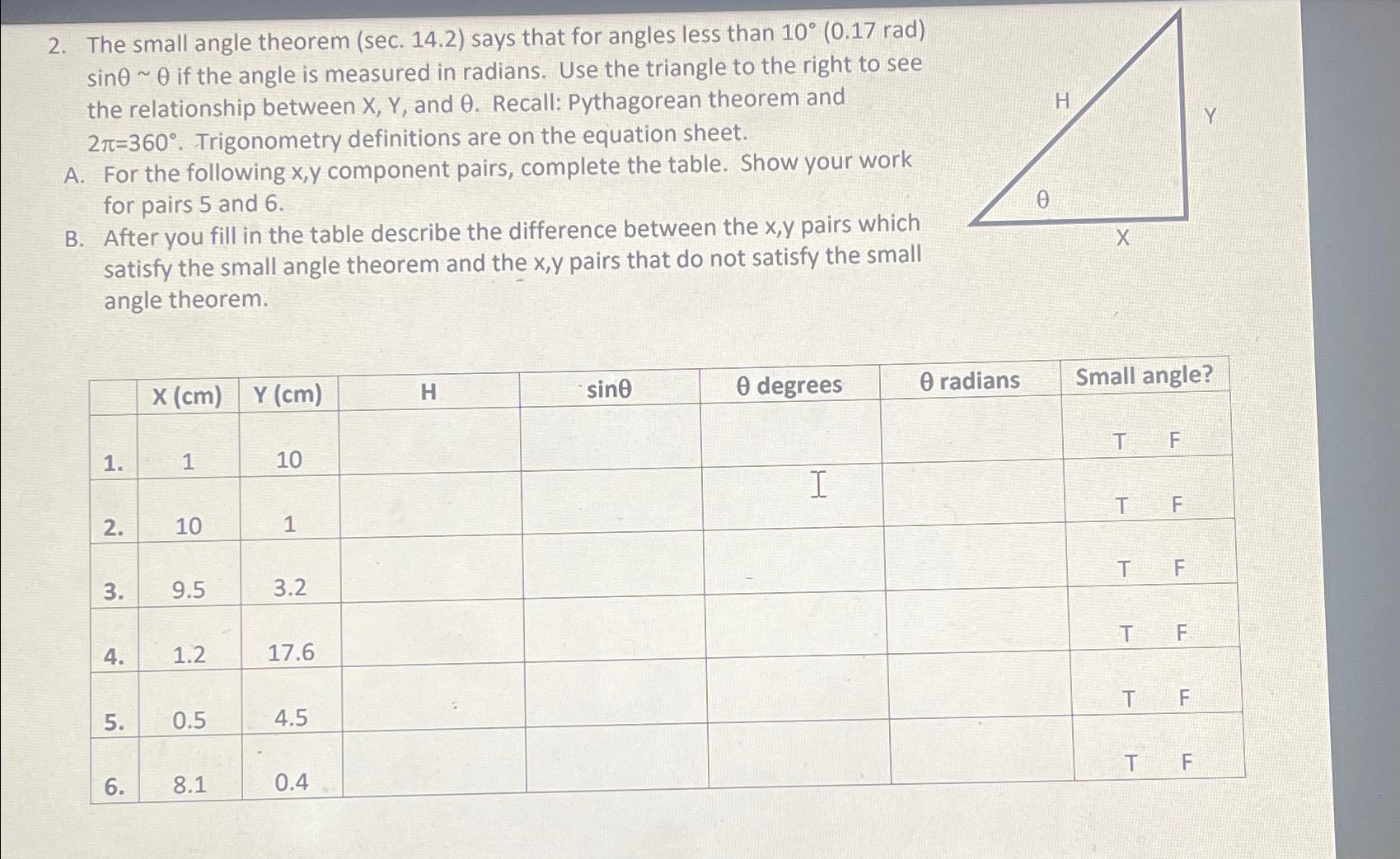 Solved The small angle theorem (sec. 14.2 | Chegg.com