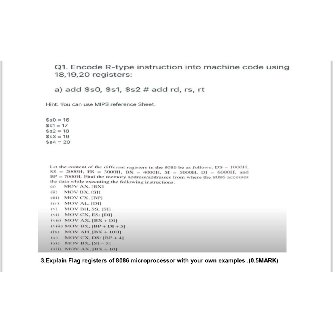 Solved Q1. ﻿Encode R-type instruction into machine code | Chegg.com