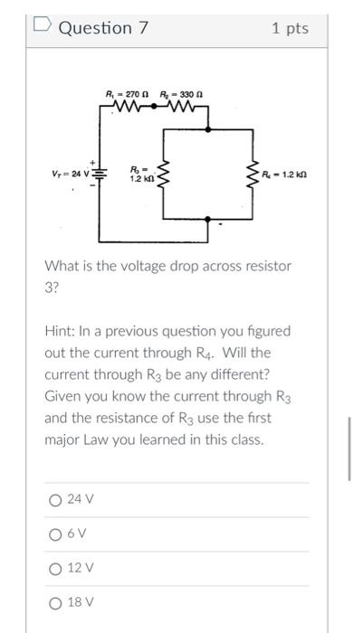 Solved What is the voltage drop across resistor 3 ? Hint: In | Chegg.com