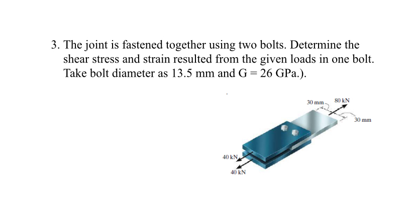 Solved The joint is fastened together using two bolts. | Chegg.com