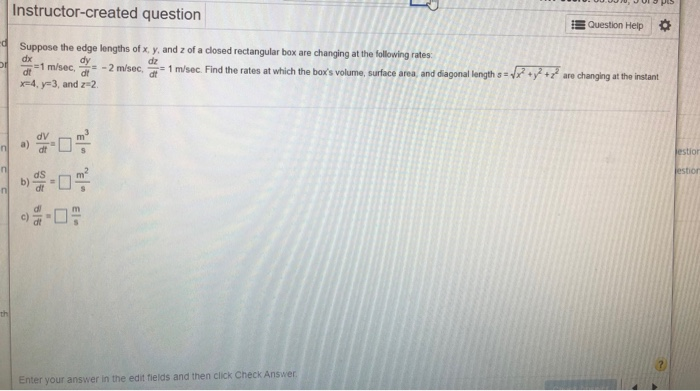 Solved Instructor-created question Question Help Suppose the | Chegg.com