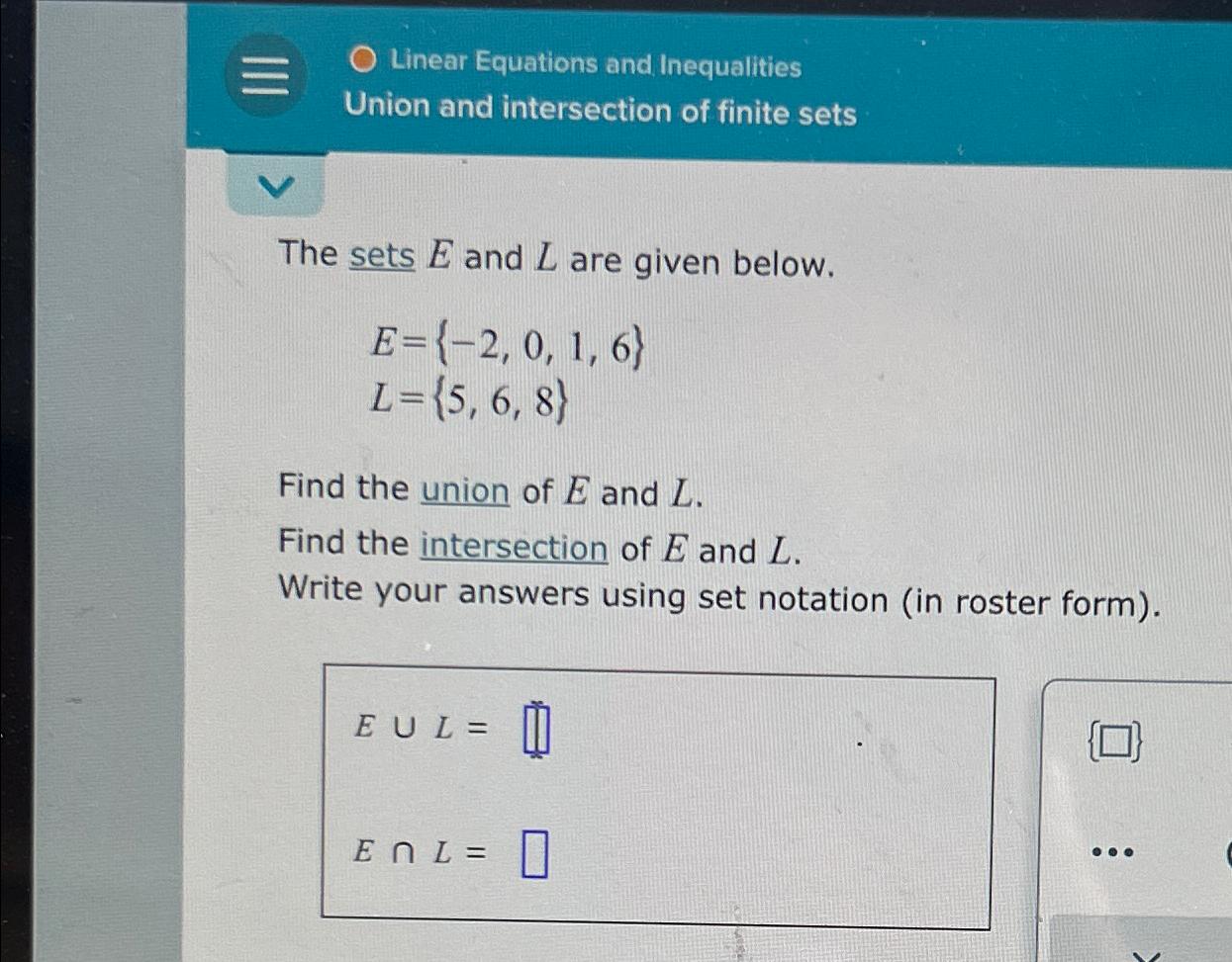 Solved Linear Equations and Inequalities Union and | Chegg.com