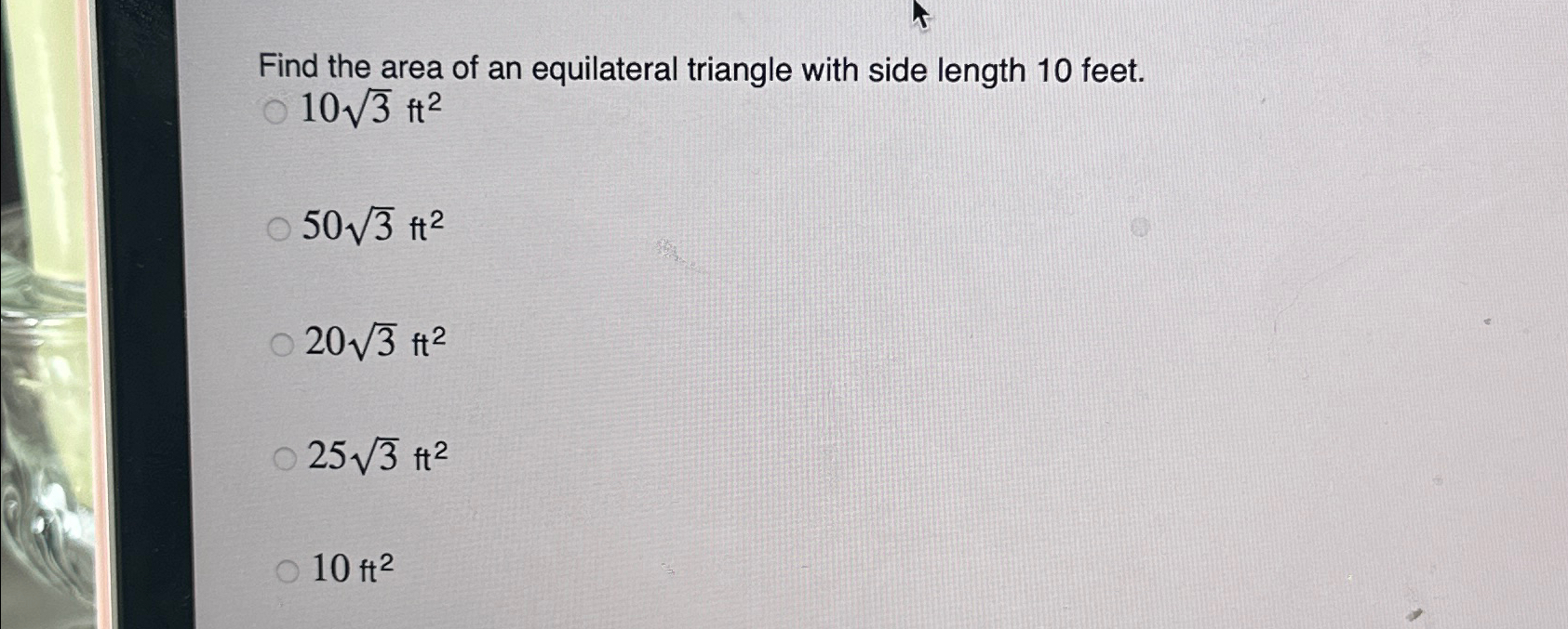 Solved Find the area of an equilateral triangle with side | Chegg.com