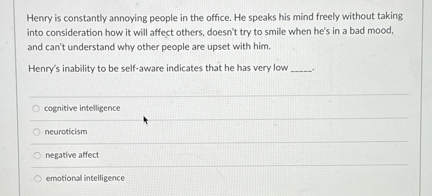 Solved Henry is constantly annoying people in the office. He | Chegg.com
