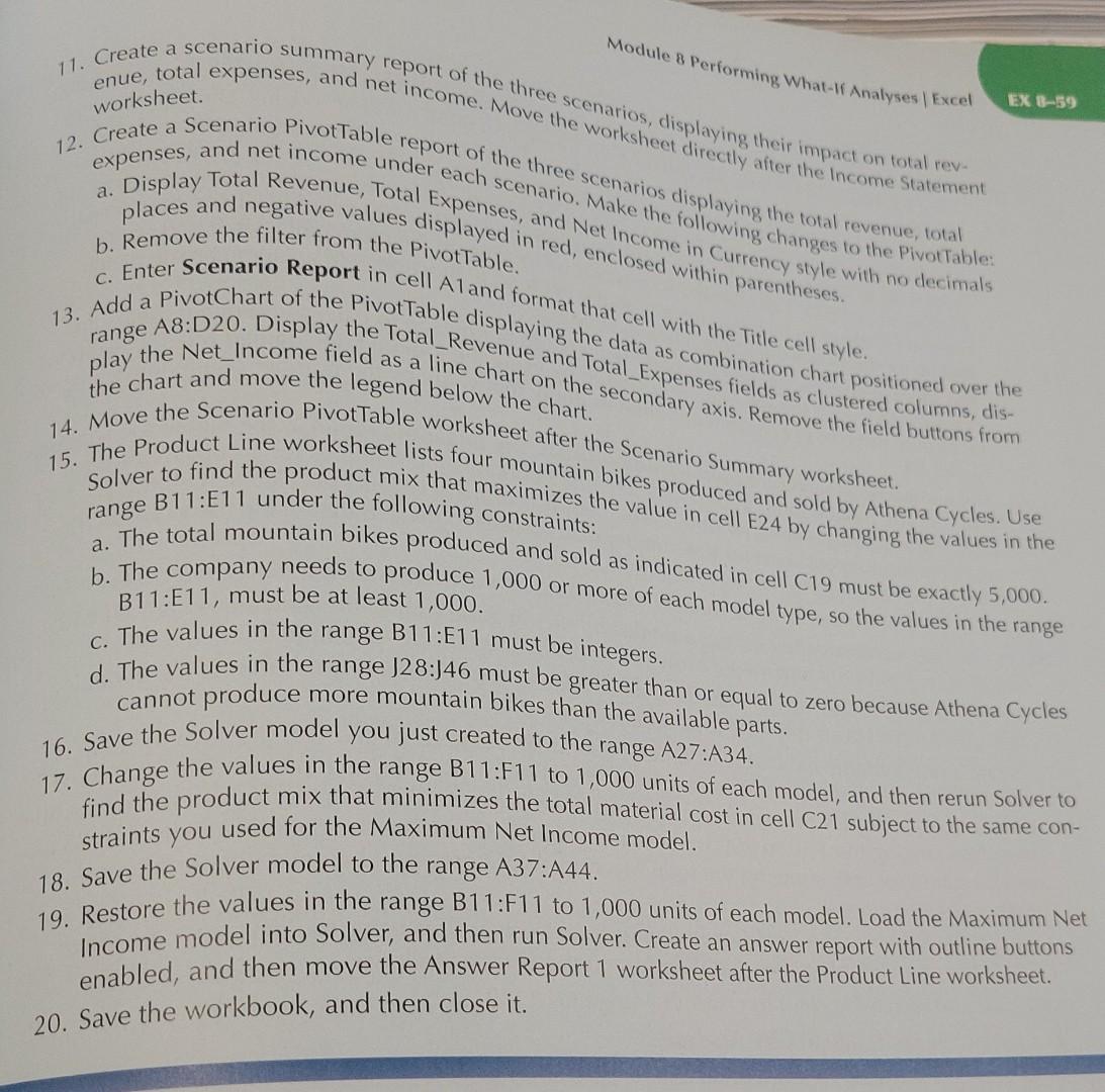 Solved worksheet. EX 1-59 Module 8 Performing What- Analyses | Chegg.com