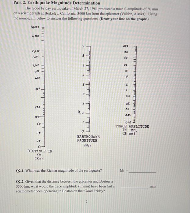 Solved Part 2. Earthquake Magnitude Determination The Good | Chegg.com