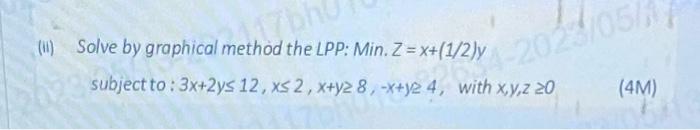 Solved (ii) Solve by graphical method the LPP: Min. | Chegg.com