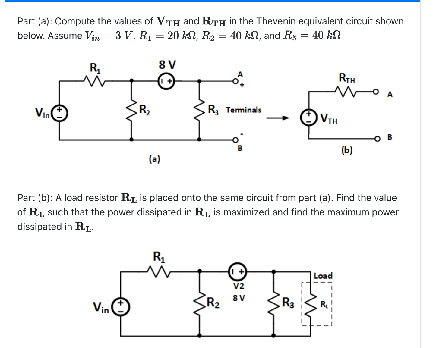 Solved Part (a): Compute the values of V_(TH) and R_(TH) in | Chegg.com