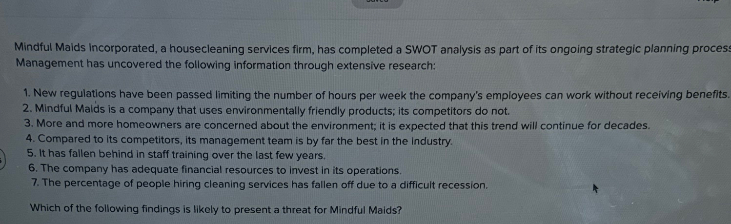 Solved Mindful Maids Incorporated, a housecleaning services | Chegg.com