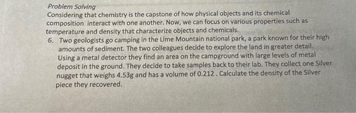 Solved Problem Solving Considering that chemistry is the | Chegg.com