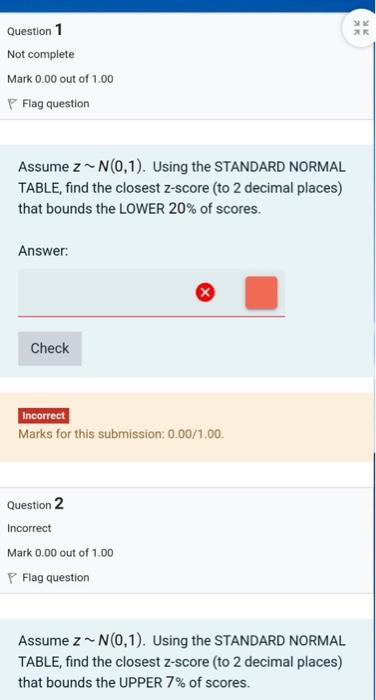 Solved Assume Z∼n 0 1 Using The Standard Normal Table