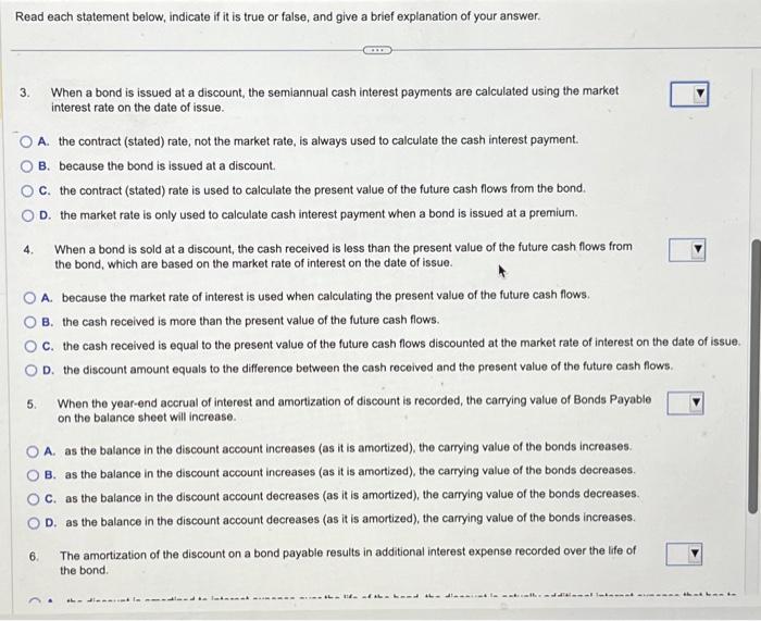 Read each statement below, indicate if it is true or | Chegg.com