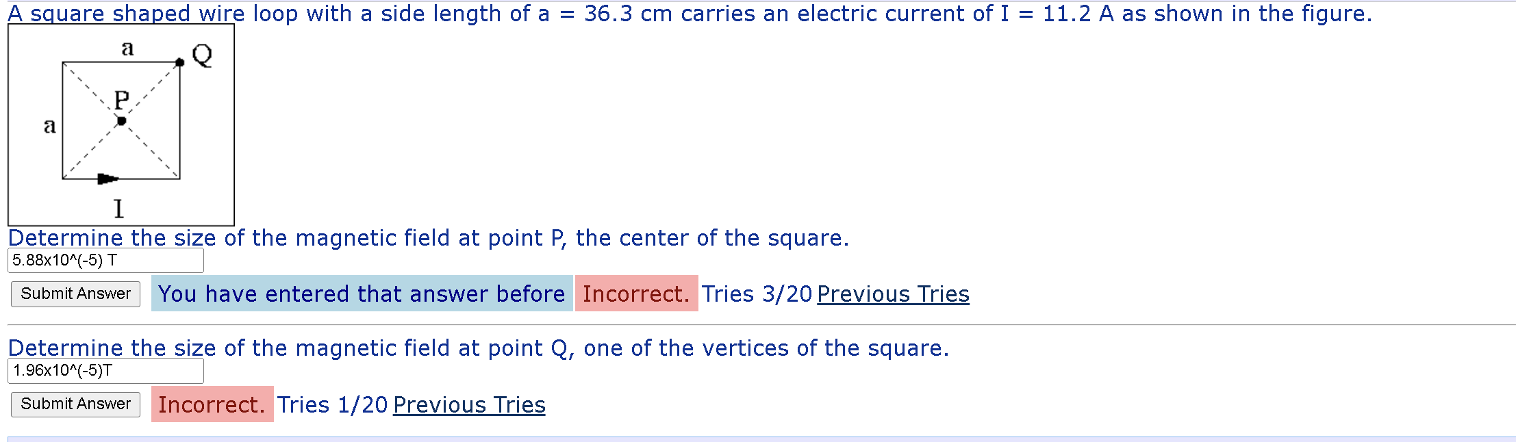 Solved A square shaped wire loop with a side length of | Chegg.com