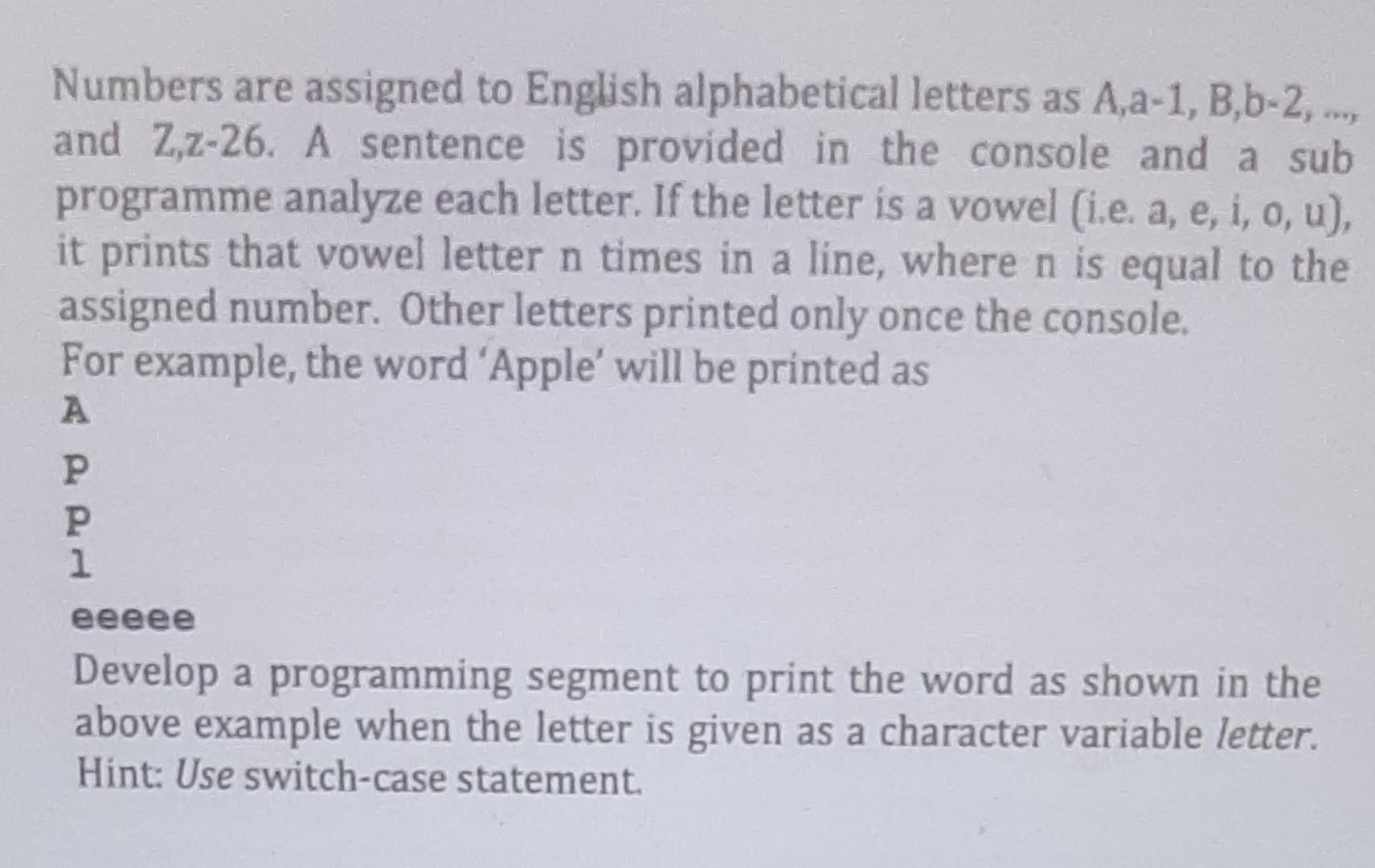 Solved Numbers are assigned to English alphabetical letters | Chegg.com