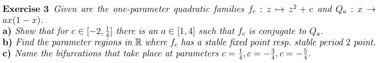 Solved Exercise 3 ﻿Given are the one-parameter quadratic | Chegg.com
