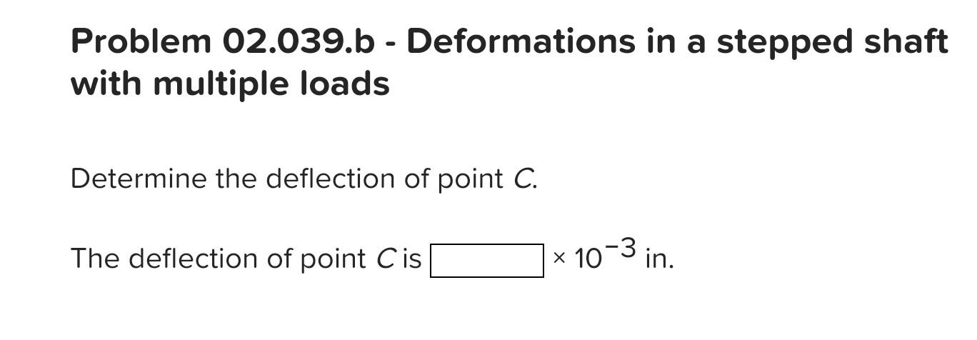 Solved Problem 02.039 - Deformations in a stepped shaft with | Chegg.com