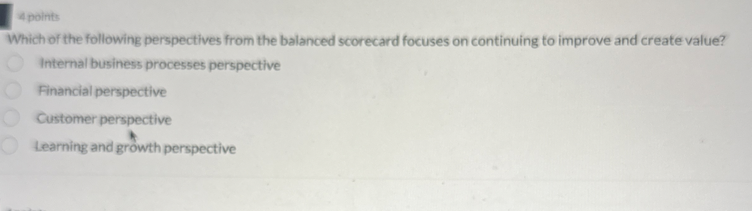Solved 4 ﻿pointsWhich of the following perspectives from the | Chegg.com