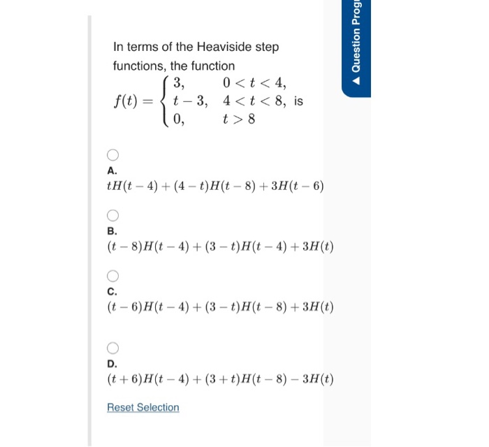 Solved In terms of the Heaviside step functions, the | Chegg.com