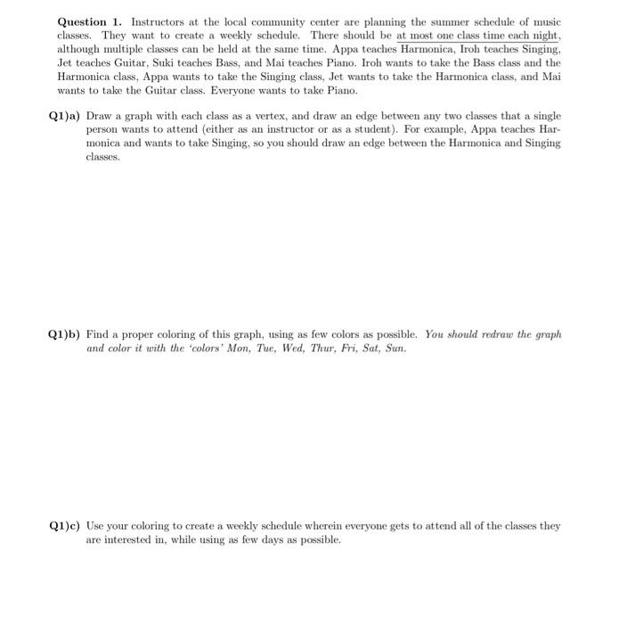 Solved Question 1. Instructors at the local community center | Chegg.com