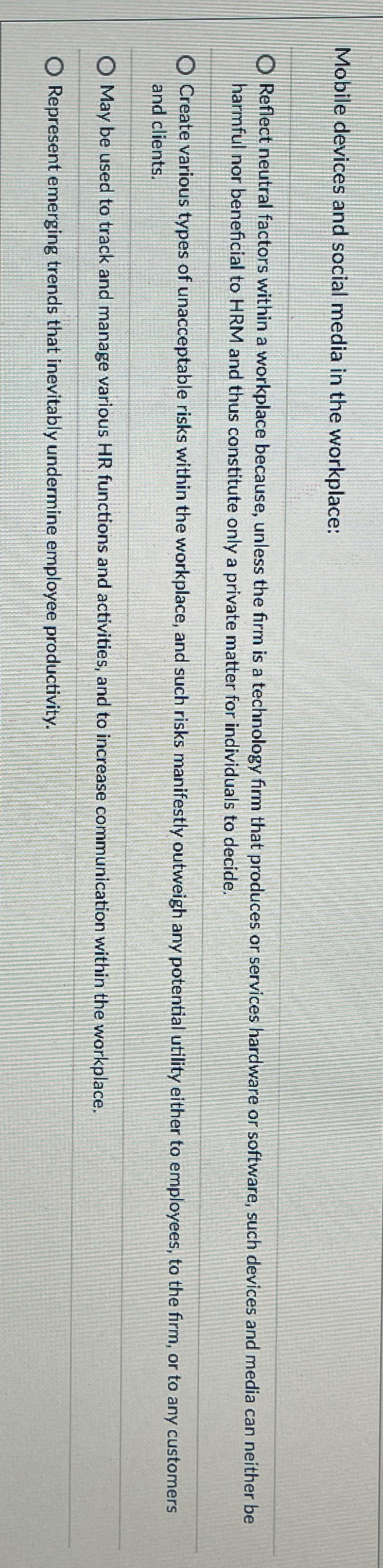 Solved Mobile devices and social media in the | Chegg.com