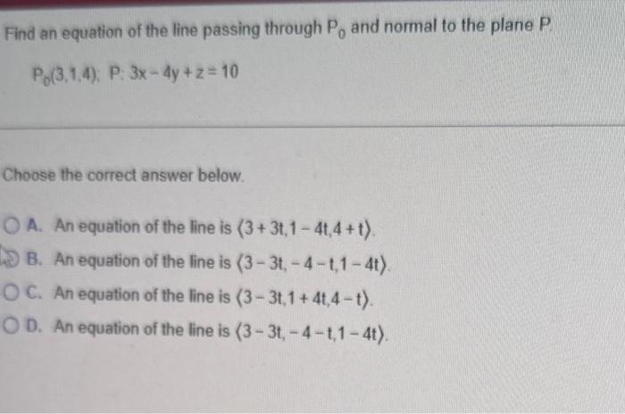 Solved Find An Equation Of The Line Passing Through P0 And