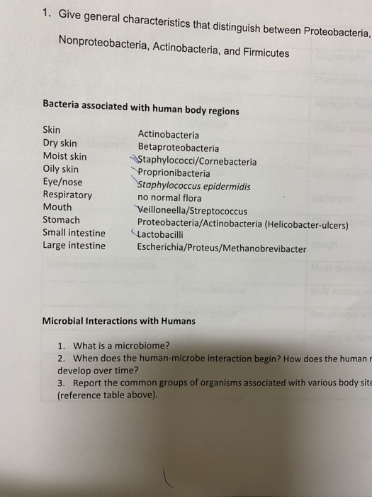 Solved 1. Give general characteristics that distinguish | Chegg.com