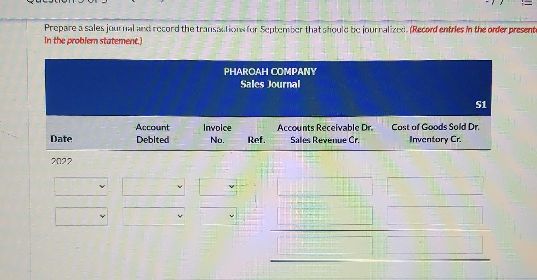 Solved Pharoah Company uses special journals and a general | Chegg.com