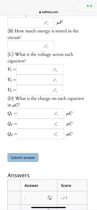 Solved Ea edfinity.com (1 point) C2 VB Three capacitors are | Chegg.com