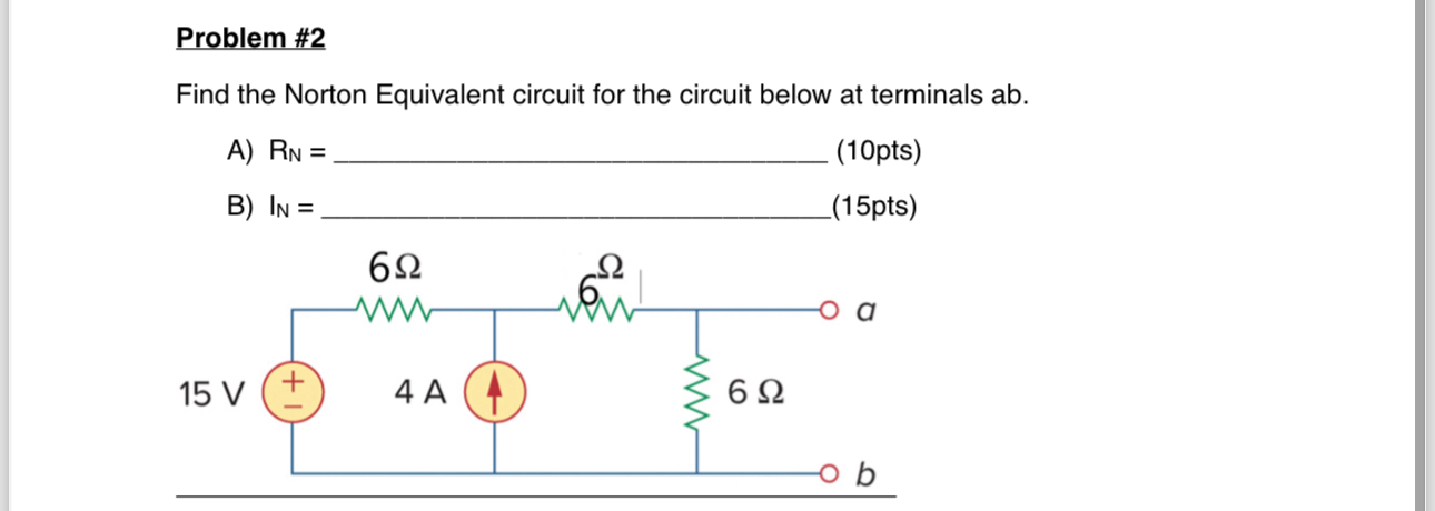 Solved Problem #2Find the Norton Equivalent circuit for the | Chegg.com