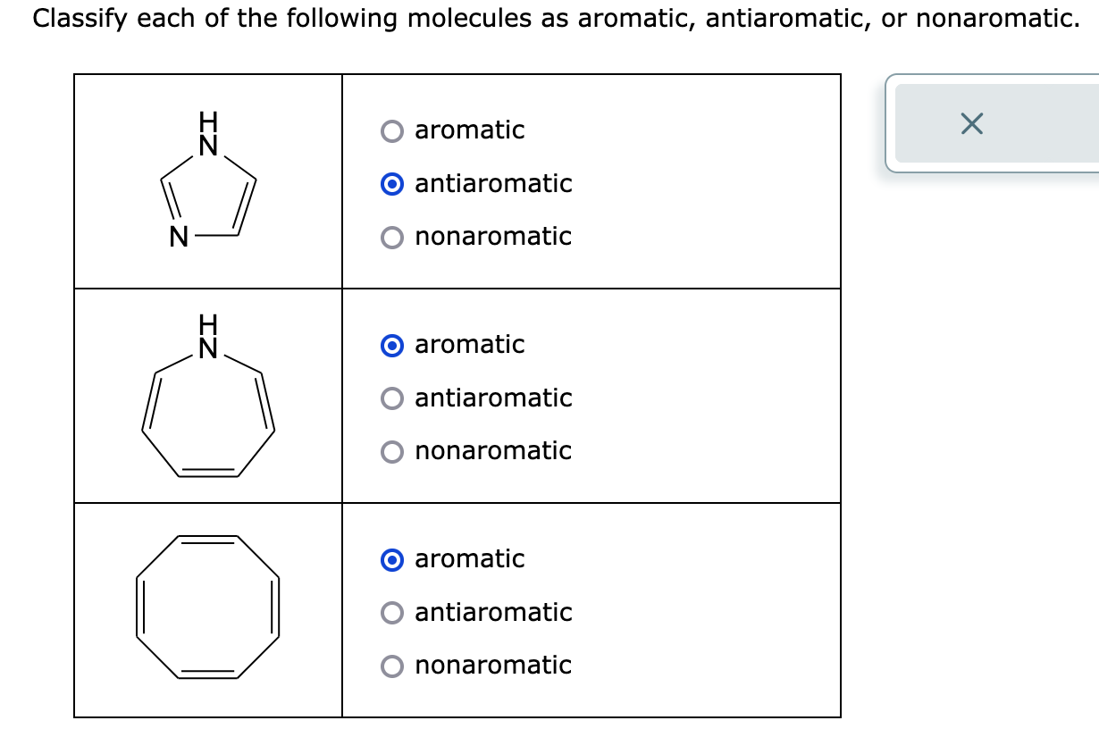 Solved Classify each of the following molecules as aromatic, | Chegg.com