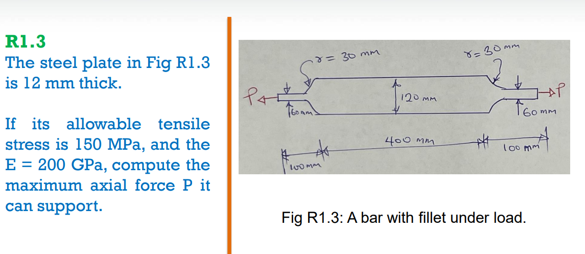 Solved Rl. 3The steel plate in Fig R1.3 ﻿is 12 ﻿mm thick.If | Chegg.com