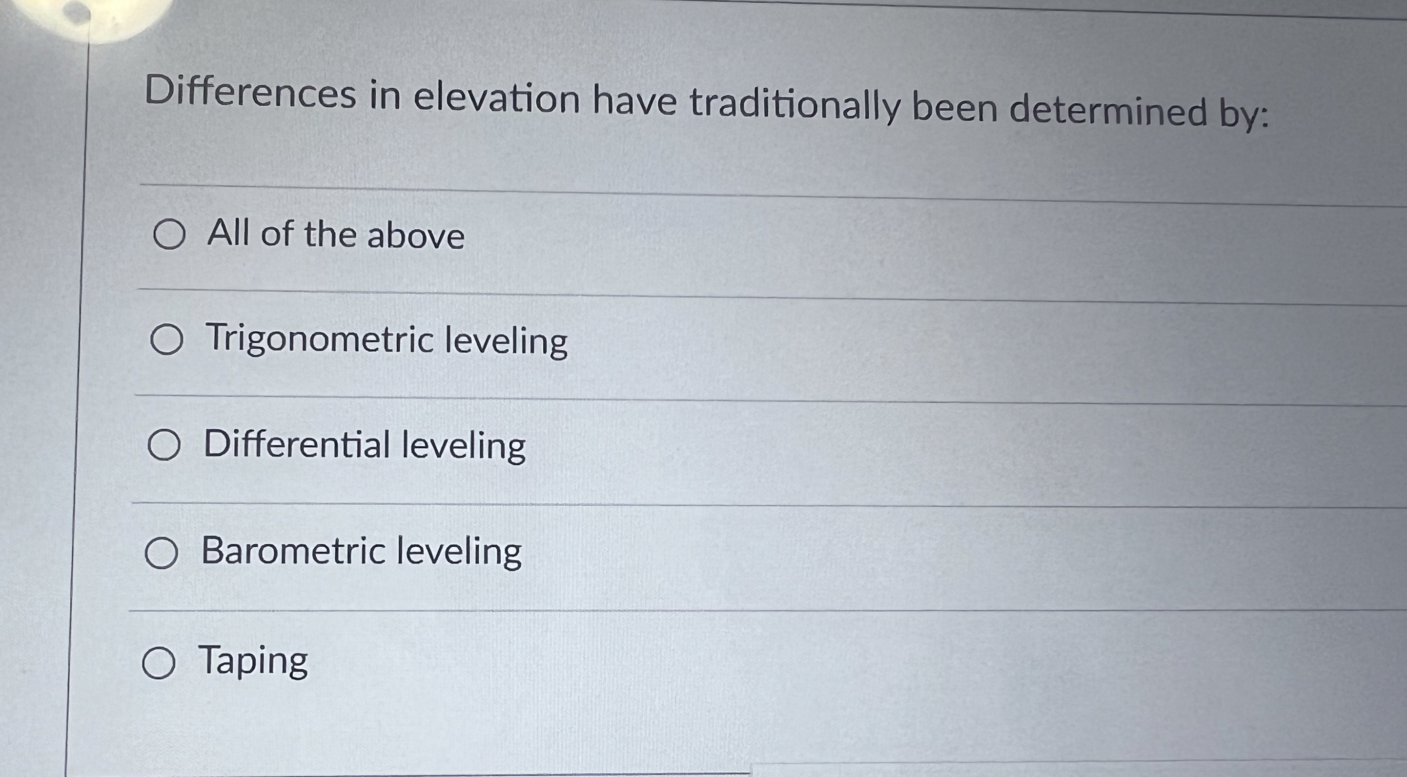 Solved Differences in elevation have traditionally been | Chegg.com