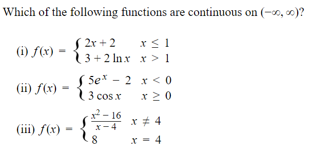 Solved Which of the following functions are continuous on | Chegg.com