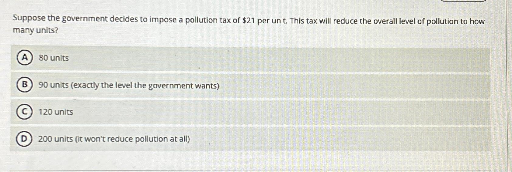 Solved Suppose the government decides to impose a pollution | Chegg.com