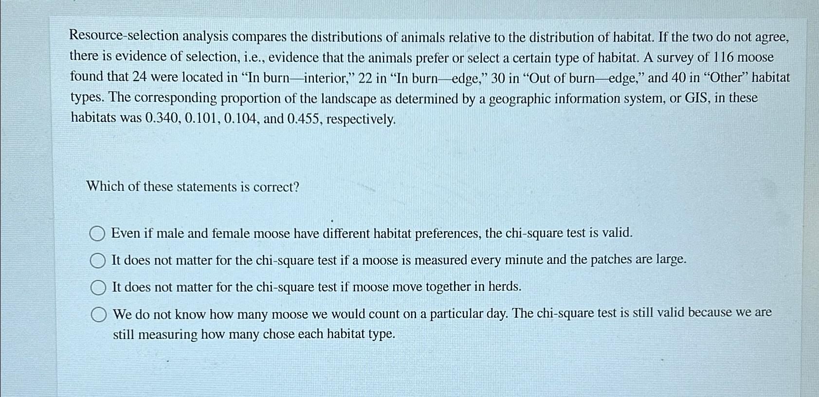 Solved Resource-selection analysis compares the | Chegg.com