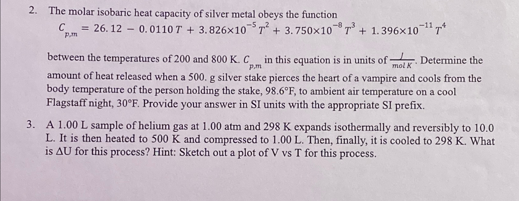 Solved The molar isobaric heat capacity of silver metal | Chegg.com