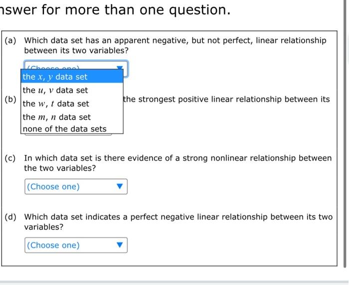 Solved Below are four bivariate data sets and their scatter | Chegg.com