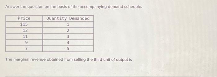 Solved Answer the question on the basis of the accompanying | Chegg.com